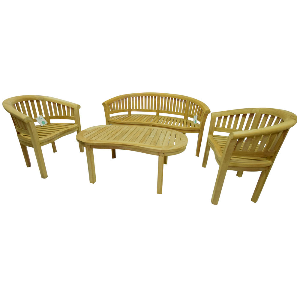 Luxury Refined Teak Banana Outdoor Garden Table Set UK – Kyoto Garden ...